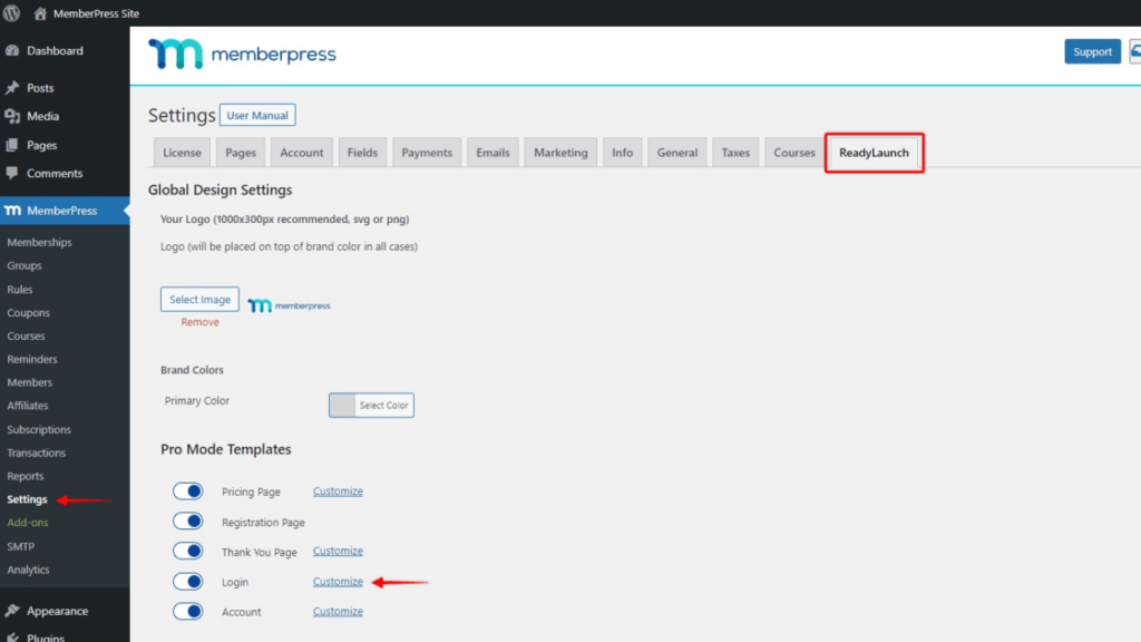 Customizing the Login Page with ReadyLaunch™ | MemberPress