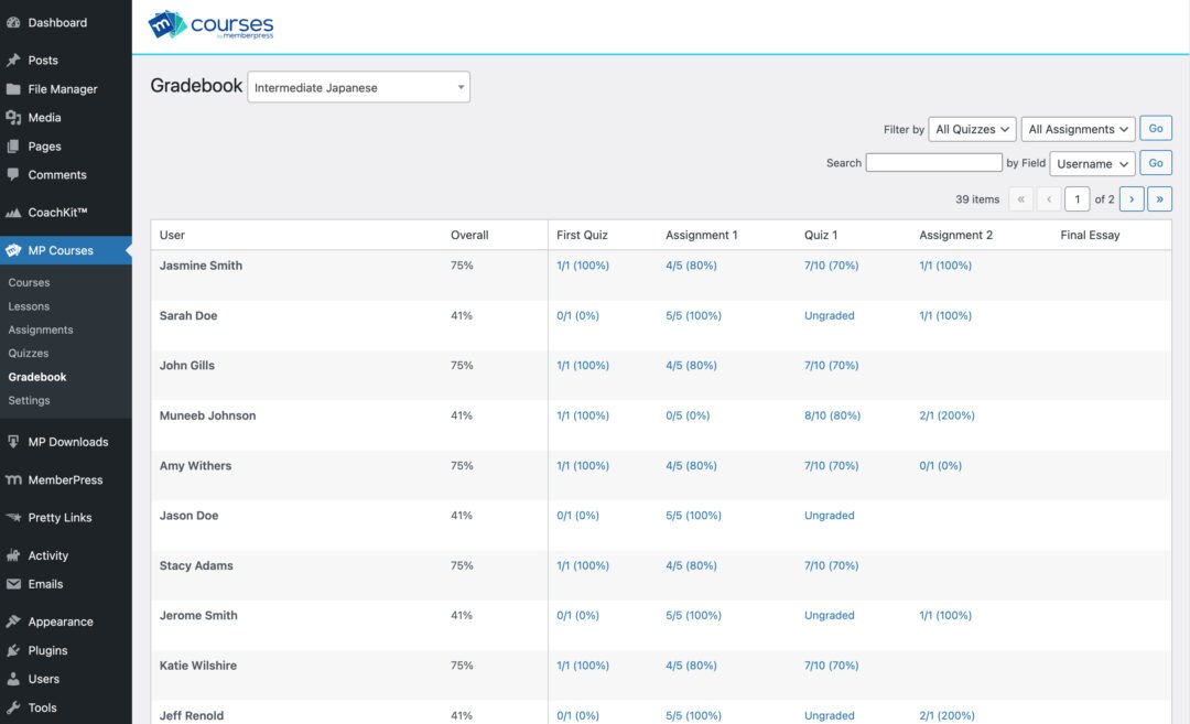 NEW MemberPress Courses Release: Assignments + Gradebook Features