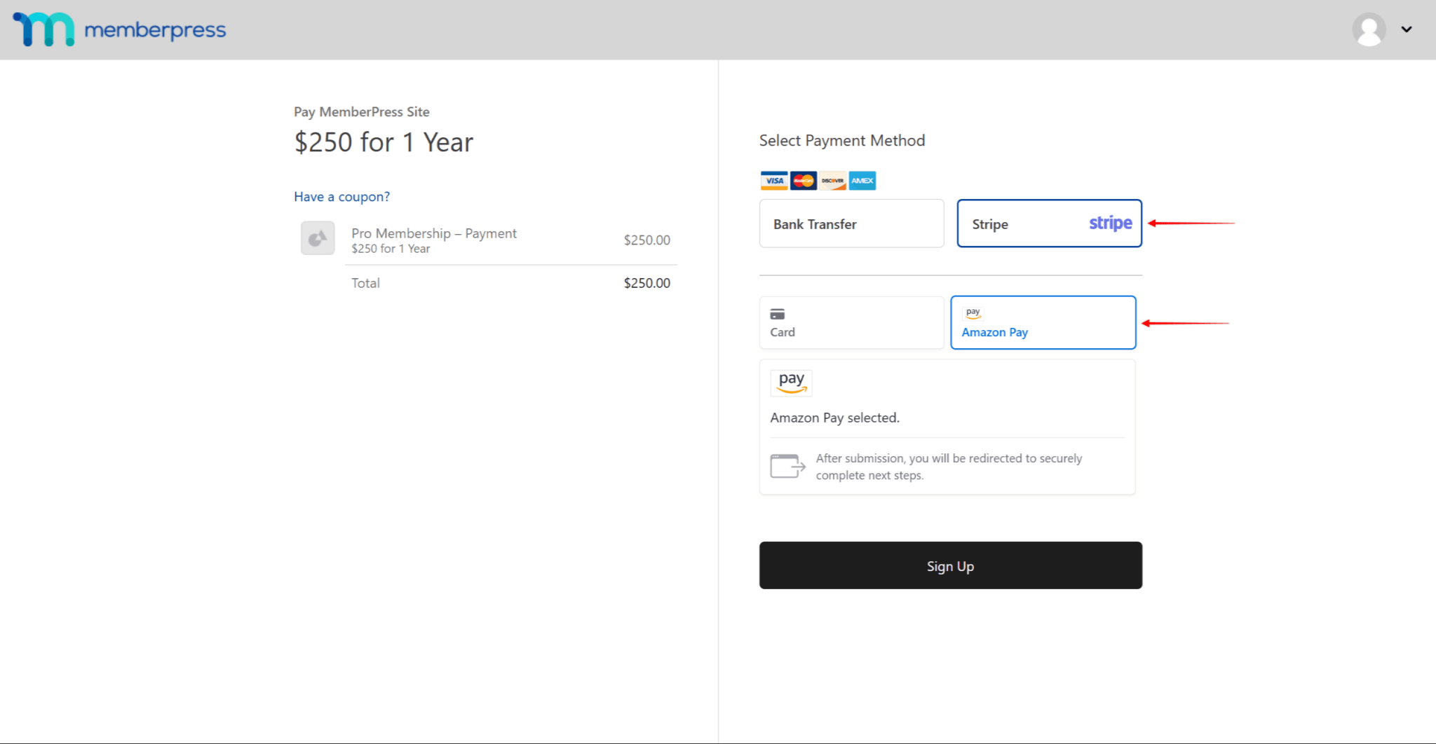 How to Enable Amazon Pay With Stripe and MemberPress?