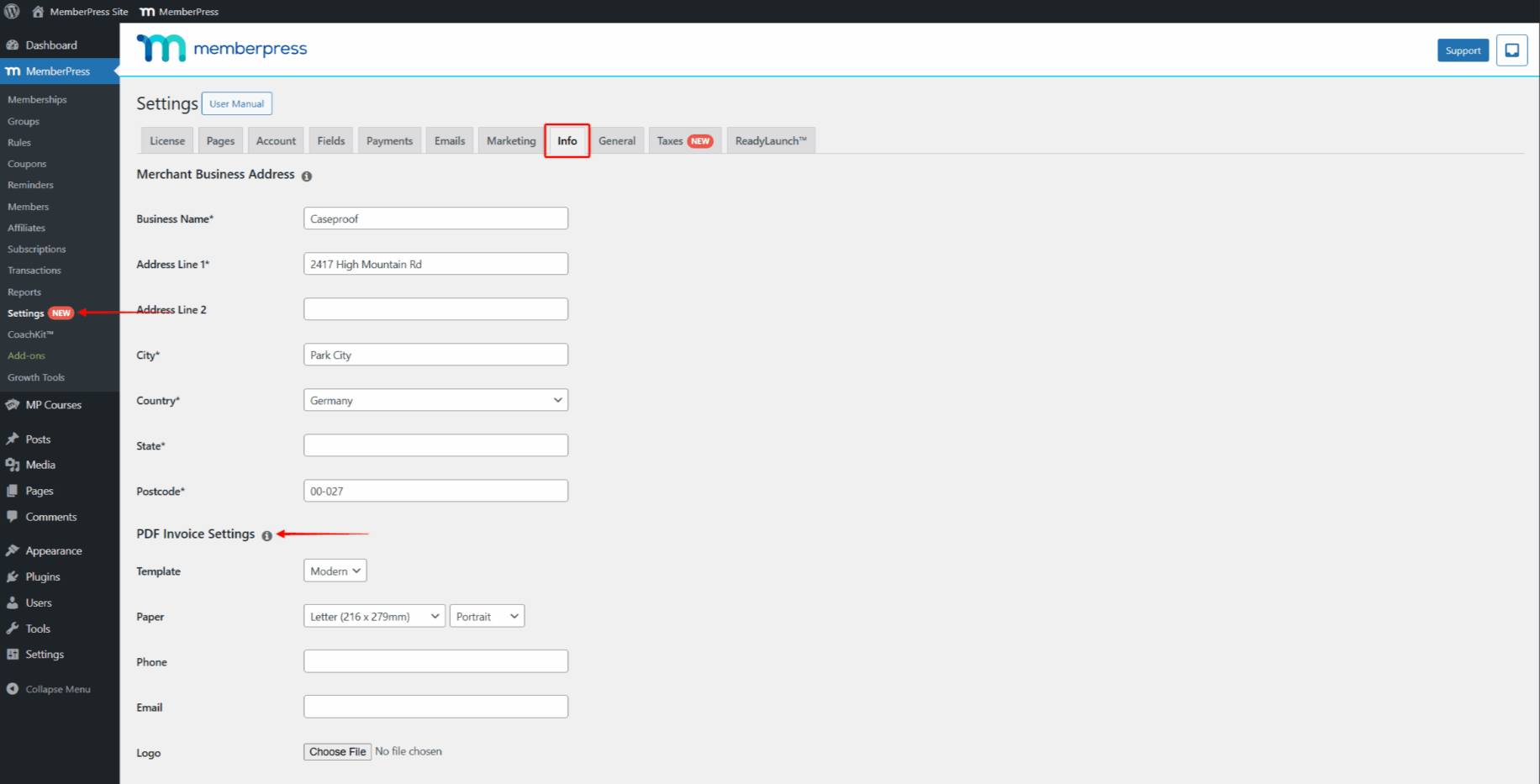 MemberPress PDF Invoice Add-on