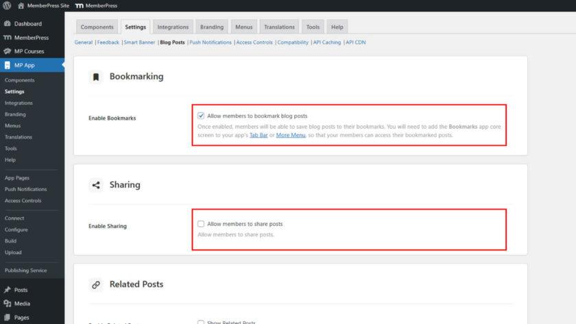 Enabling Sharing and Display Related Posts in MemberPress AppKit