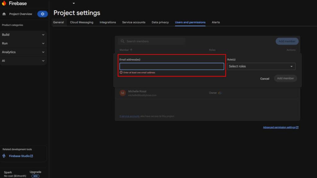 Adding MemberPress App Team as Owner to Firebase Project